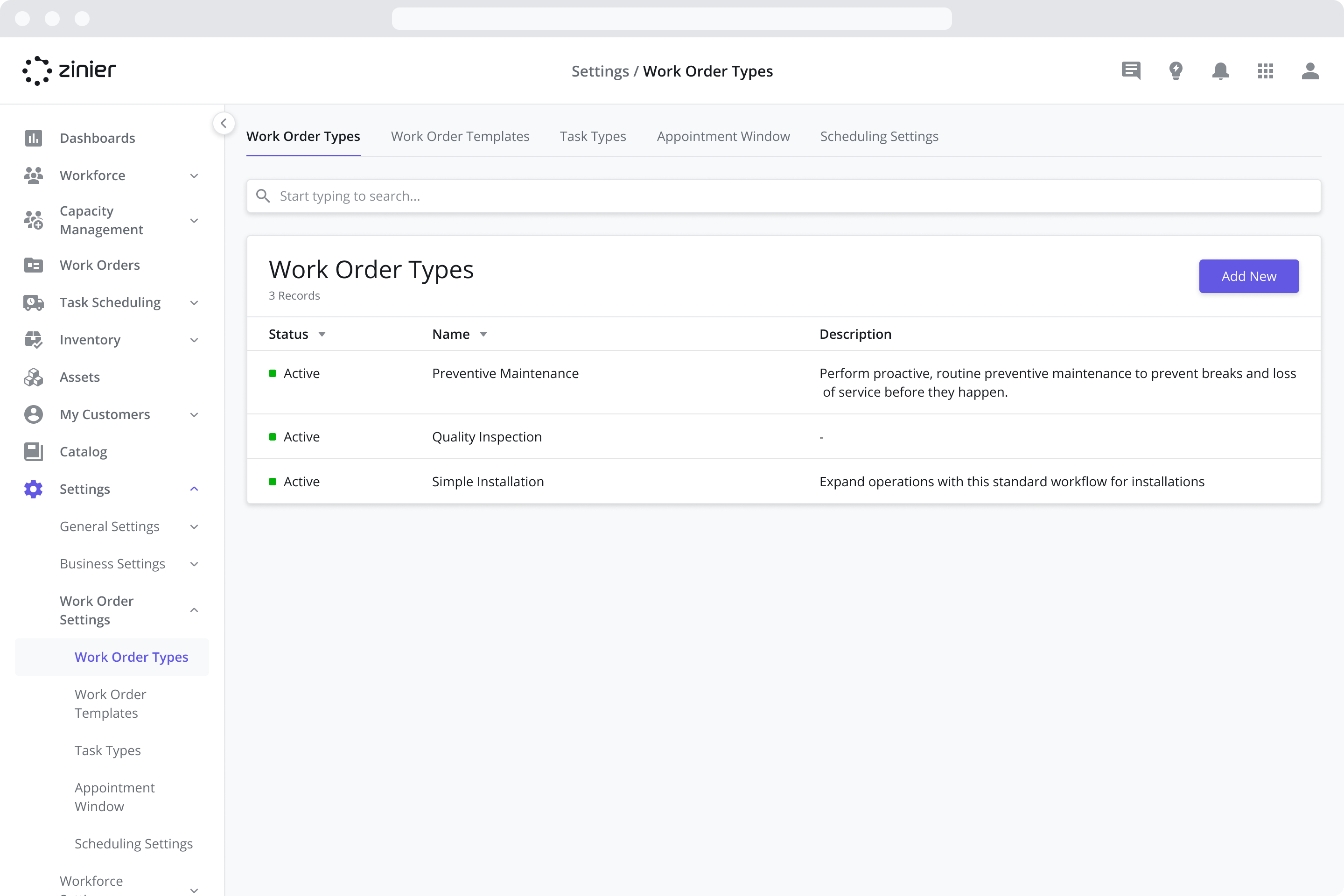 Work Order & Task Settings
